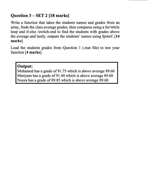 Solved Question SET Marks Write A Function That Chegg Com