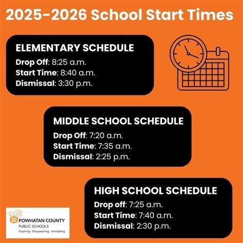 Plan Ahead 20252026 School Hours Powhatan County Public Schools