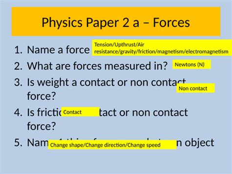 Aqa Trilogy Physics Paper 2 Forces Revis Teaching Resources