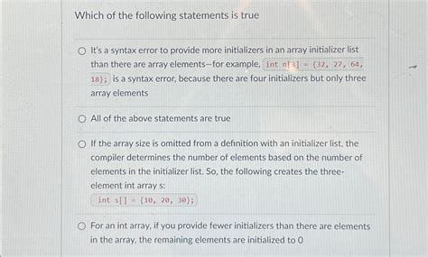 Solved Which Of The Following Statements Is TrueIt S A Chegg