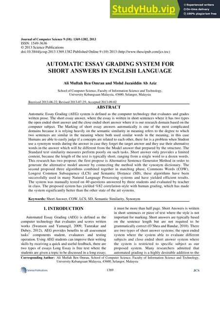 Automated Content Grading Using Machine Learning And Natural Language