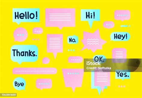 벡터 화려한 간단한 평면 연설 거품 모양 세트 0명에 대한 스톡 벡터 아트 및 기타 이미지 0명 감사합니다 격언 Istock