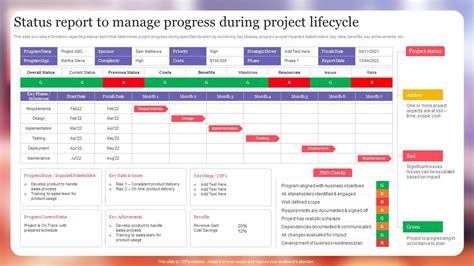 Status Report To Manage Progress During Project Lifecycle Project Excellence Playbook For