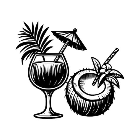 Coconut Cocktail Svg Premium Ai Generated Vector