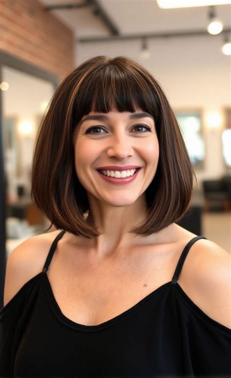 30 Fresh And Youthful Hairstyles Over 50 Long Bob With Full Fringe
