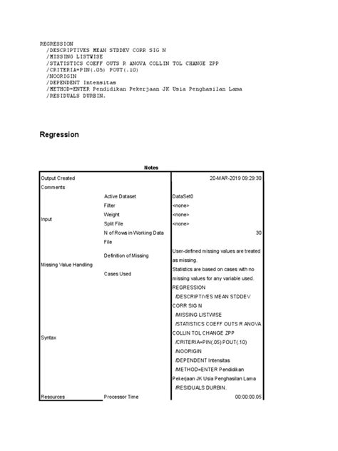 Hasil Output Uji Statistika Menggunakan Spss Pdf Error Dan Residual
