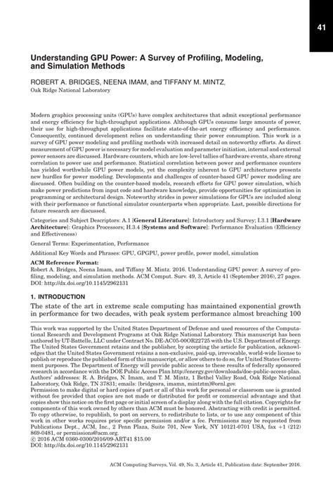 Pdf Understanding Gpu Power A Survey Of Profiling Modeling And