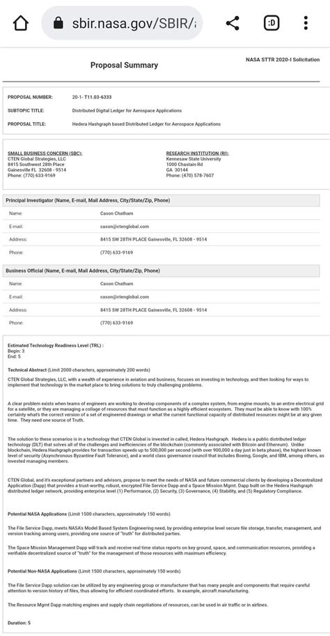 Nasa Document That Quotes Hedera Hashgraph Based Distributed Ledger For