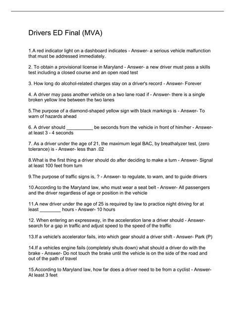 Drivers Ed Final Mva Mva Driving School Final Mva Drivers Ed Unit 1 9