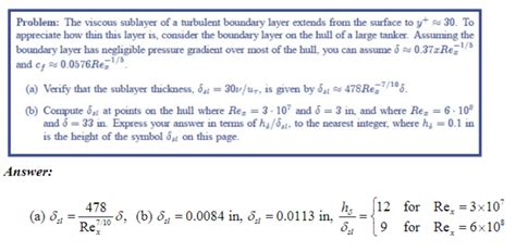 Solved Problem The Viscous Sublayer Of A Turbulent Boundary