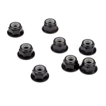Tlr336000 4mm Aluminum Serrated Lock Nuts Black 6