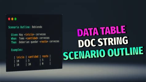 👇 Cucumber Scenario Outline Docstring Datatable Ejemplos Java Youtube
