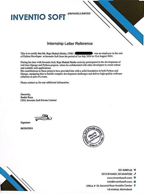 Internship Python Pythondevelopment Django Softwaredevelopment Raja Shahab Haider