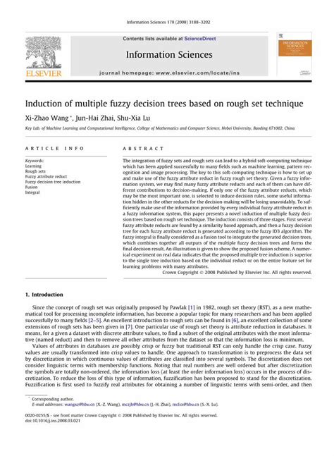 Pdf Induction Of Multiple Fuzzy Decision Trees Based On Rough Set Technique Dokumentips