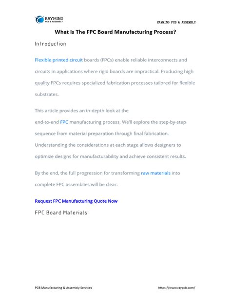 What Is The Fpc Board Manufacturing Process Pdf