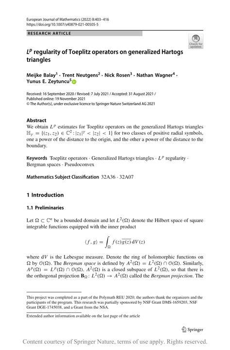 L P Regularity Of Toeplitz Operators On Generalized Hartogs Triangles Request Pdf