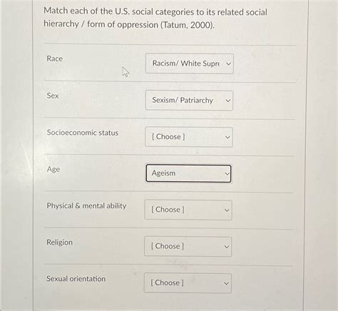 Solved Match Each Of The Us ﻿social Categories To Its
