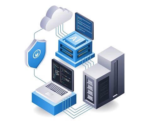 Premium Vector Computer Technology Cloud Server Artificial Intelligence Data Concept Flat