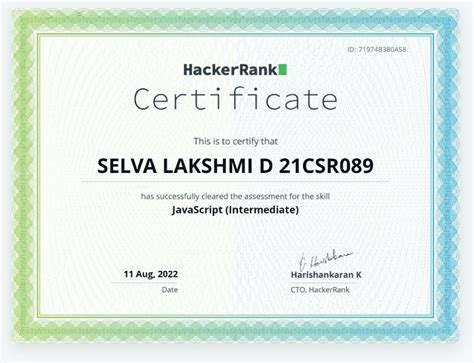 Selva Lakshmi D On Linkedin Hackerrank Javascriptintermediate
