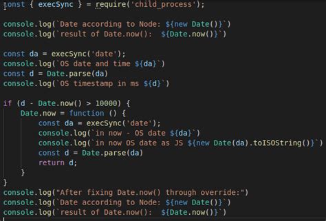 Override Datenow Based On Os Time When Node Returns Incorrect Current Date Conclusion Amis