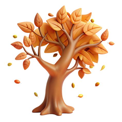 Autumn Tree 3d Render Of Falling Leaves 55060543 Png