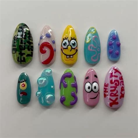 Pin By Nails And Sparkles On Nail In 2025 Spongebob Nails Crazy Nail
