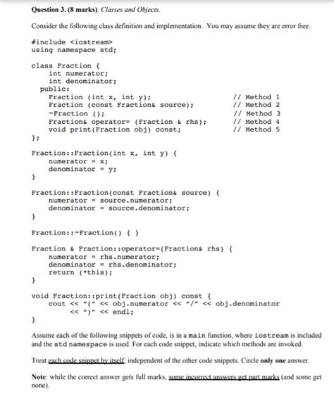 Solved Question 3 8 Marks Classes And Objects Consider