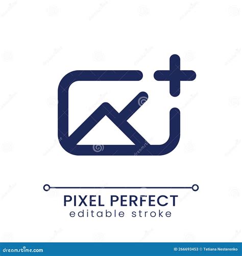 Add Image Pixel Perfect Linear Ui Icon Stock Vector Illustration Of