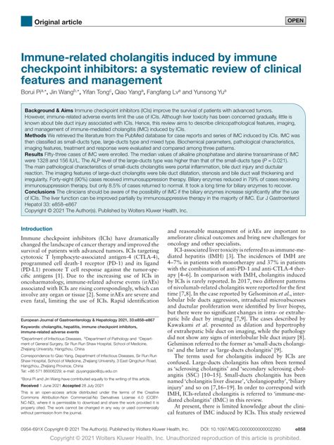 Pdf Immune Related Cholangitis Induced By Immune Checkpoint