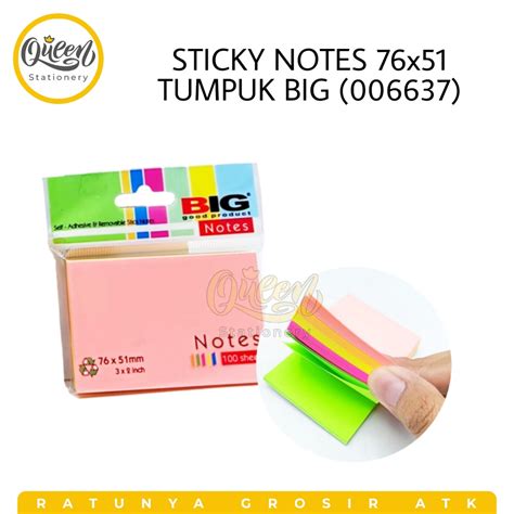 Jual 1 Pad Sticky Notes 76x51 Big Memo Kecil Stick Note Bookmarker Shopee Indonesia