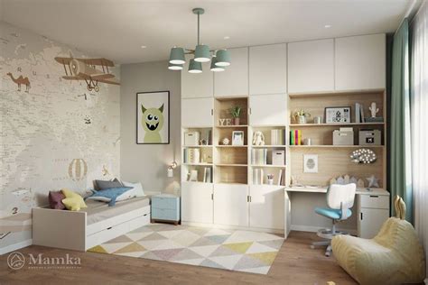 Стильный дизайн проект универсальной детской зоны в современном стиле
