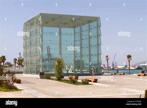 Large Glass Cube Located In The New Port Area In Malaga City Spain