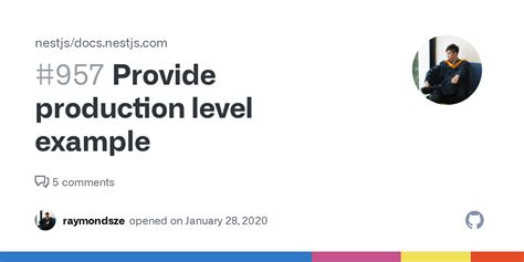 provide production level example · issue 957 · nestjs · github