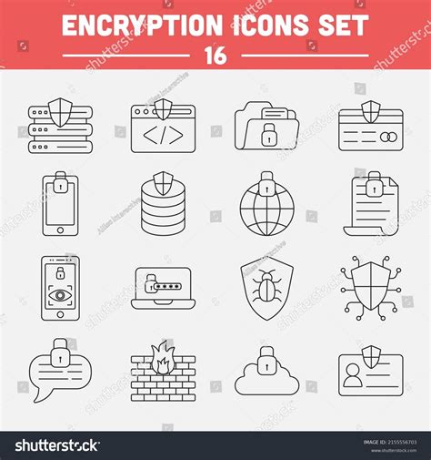 Black Outline Encryption Flat Icon Symbol Stock Vector Royalty Free 2155556703 Shutterstock