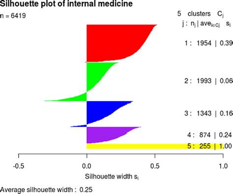 Silhouette Plot For Internal Medicine Clustering Most Visits Are Well
