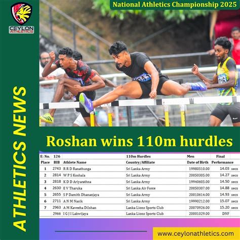 Ceylon Roshan Dammika Ranatunga Wins 110m Hurdles Title 🎽 🏃🏃‍♀️the