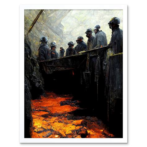 Black Gold Coal Miners Pit Bank Art Print Framed Poster Wall Decor
