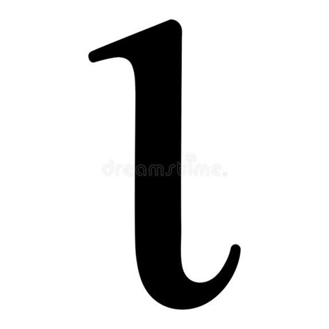 Greek Lowercase Iota Character In Bold Black Clean Vector Style Stock