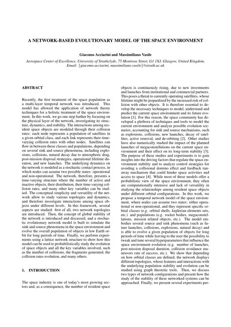 Pdf A Network Based Evolutionary Model Of The Space Environment