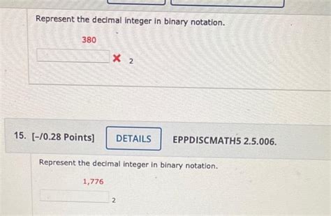 Solved Represent The Decimal Integer In Binary Notation Chegg Com