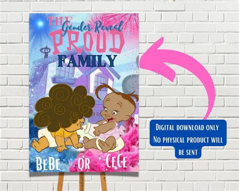 Proud Family Gender Reveal Bebe Cece Baby Welcome Sign Digital Download X Etsy