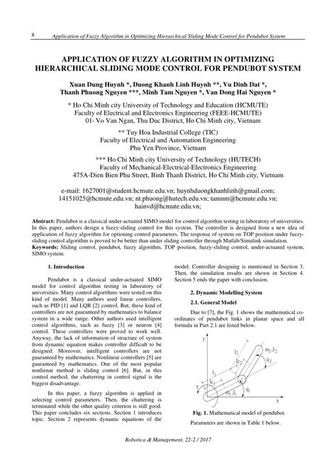 Pdf Application Of Fuzzy Algorithm In Optimizing Hierarchical Sliding Mode Control For