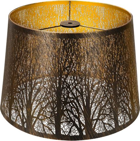 Etched Forest Metal Lamp Shade Alucset Drum Metal Lampshades For Table