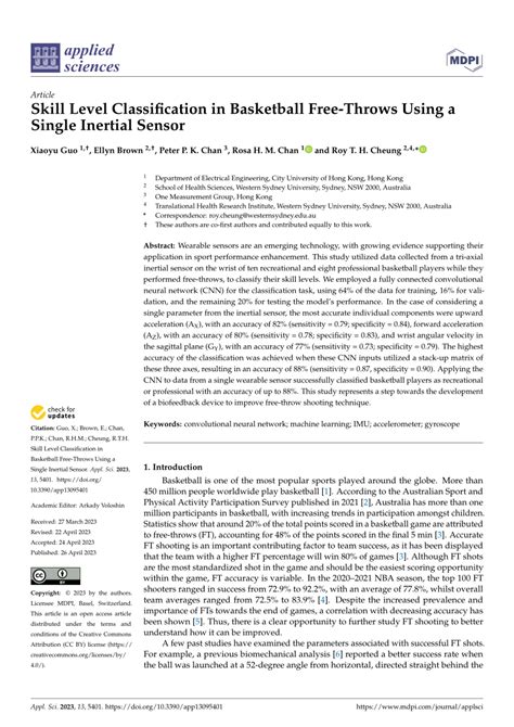 Pdf Skill Level Classification In Basketball Free Throws Using A