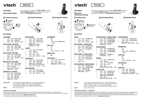 VTECH CS1100 QUICK START MANUAL Pdf Download ManualsLib
