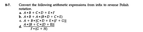 Solved 8 7 Convert The Following Arithmetic Expressions