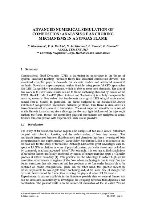 pdf advanced numerical simulation of combustion analysis of