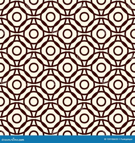Brown Colors Seamless Pattern With Repeated Overlapping Circles Round Links Chain Motif Stock