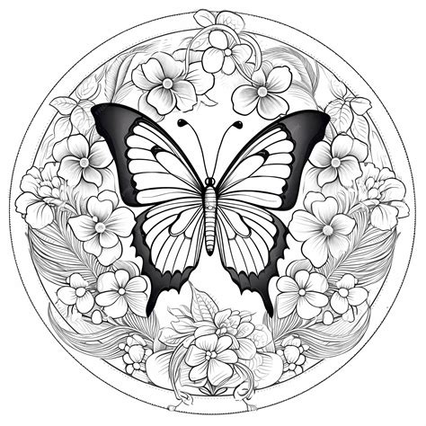 Premium Photo Mandalas Butterfly And Flowers Coloring Book Page