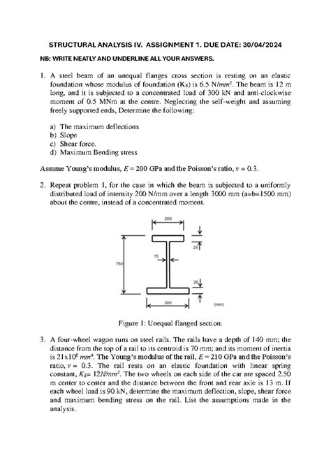 Structural Analysis Iv Assignment 1 Test Prep For Beam Analysis Studocu